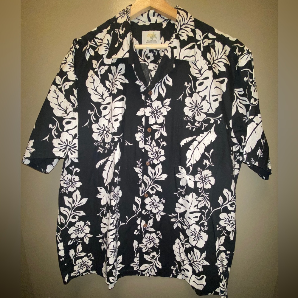 Hibiscus Print Camp Collar Hawaiian Shirt - Gem
